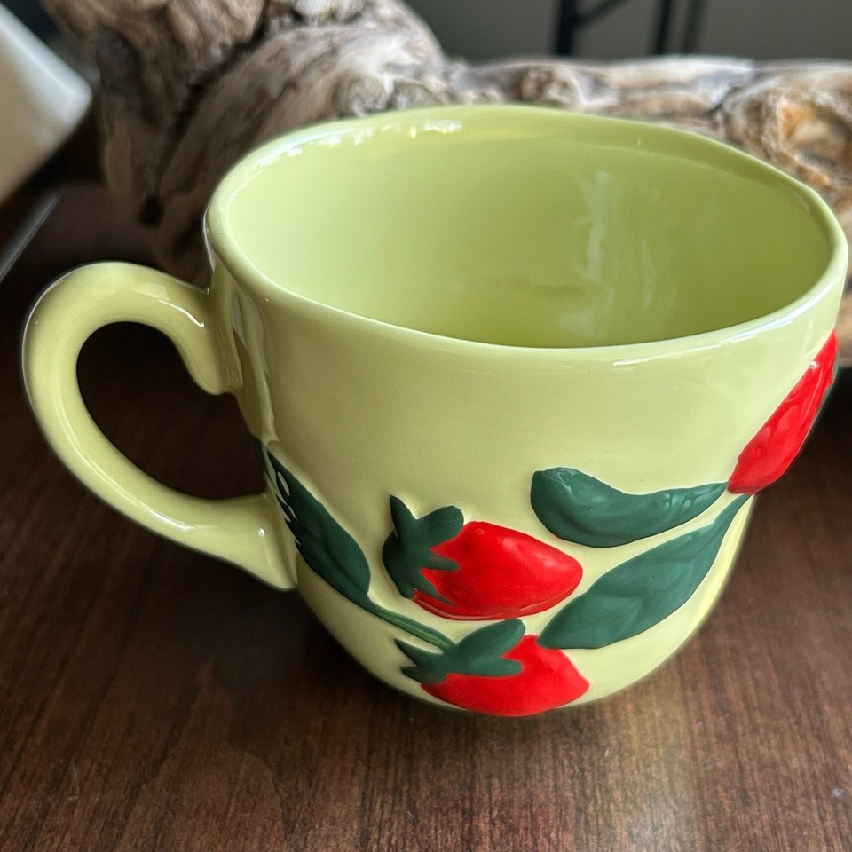 New Anthropology Foster Icon Stoneware Mug strawberry coffee tea | eBay