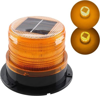 Solar Power LED Beacon Strobe Light 12V Amber with Magnetic Base ...