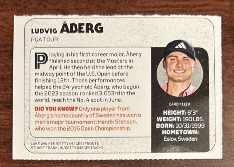 First Rookie RC 2024 SI Kids Ludvig Aberg Sweden PGA #1139 NM insert ...