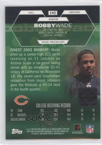 2003 Topps Finest Rookie Refractor /199 Bobby Wade #142 Auto | eBay