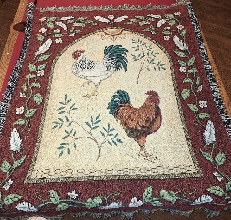 Rooster Tapestry Blanket Throw Country Farm, 65 X 46 Inch, Chicken ...