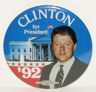 BILL CLINTON FOR PRESIDENT 1992 POLITICAL CAMPAIGN PINBACK BUTTON | eBay