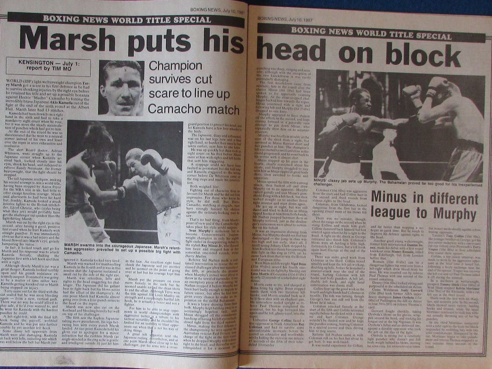 Boxing News Magazine - 10/7/87 - Terry Marsh & Akio Kameda Cover | eBay UK