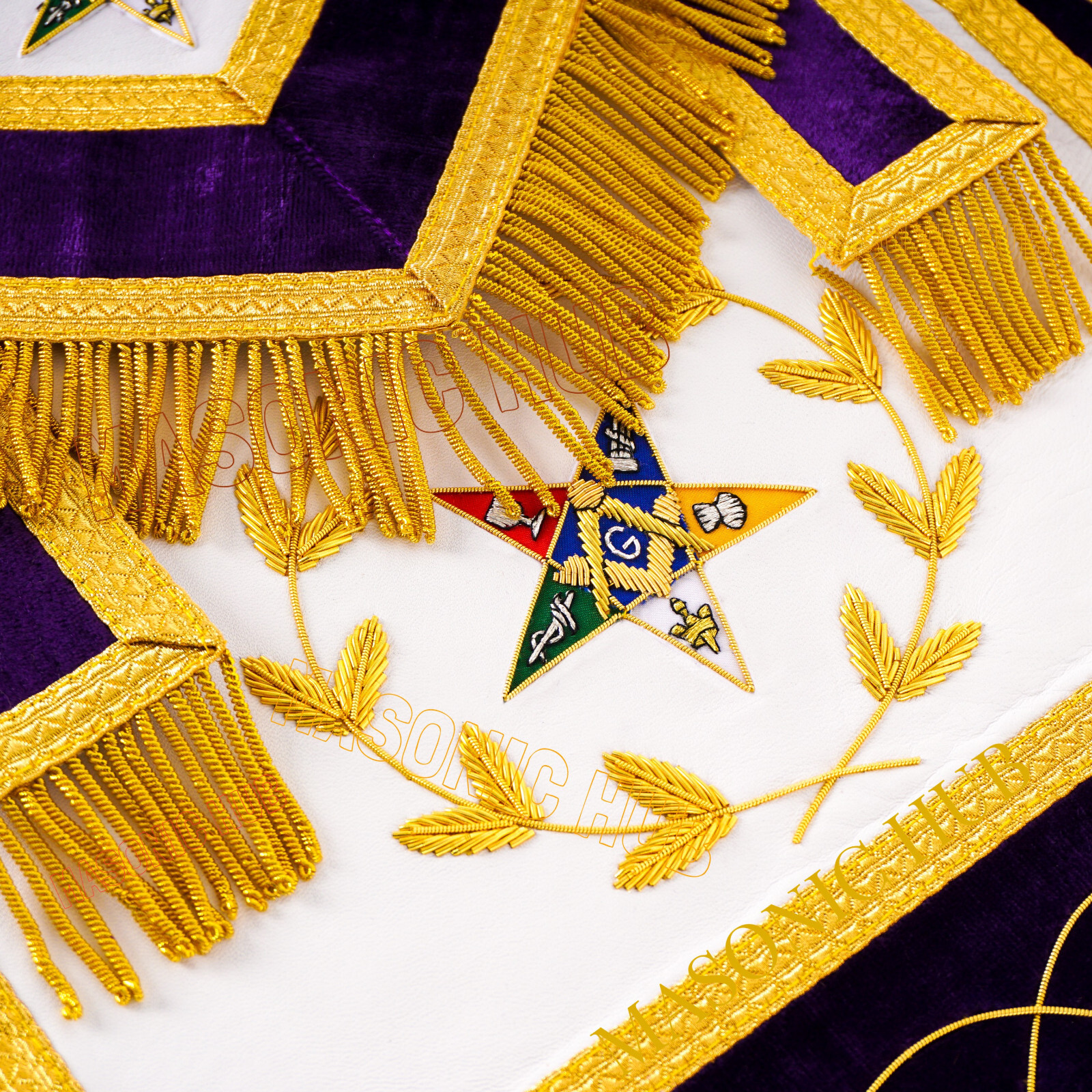 MASONIC OES GRAND PATRON 100% LAMBSKIN APRON HAND EMBROIDERED WITH ...