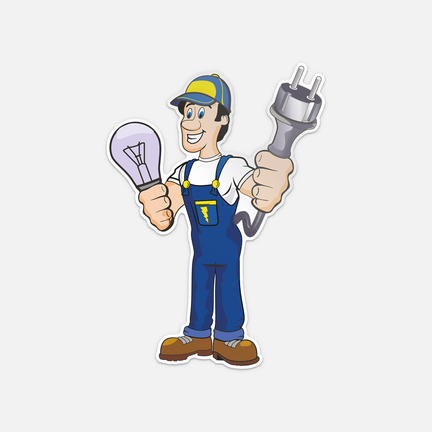 Funny Cartoon Electrician Man Vinyl Sticker Decal | eBay