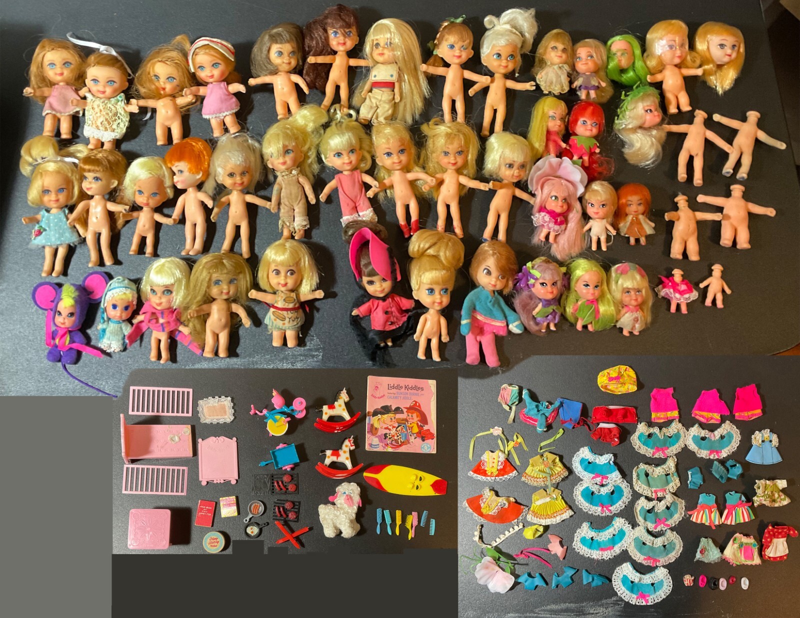 HUGE LOT! Liddle Kiddles 39+ Dolls Fashions Shoes Jewelry Kars Baby Vtg ...