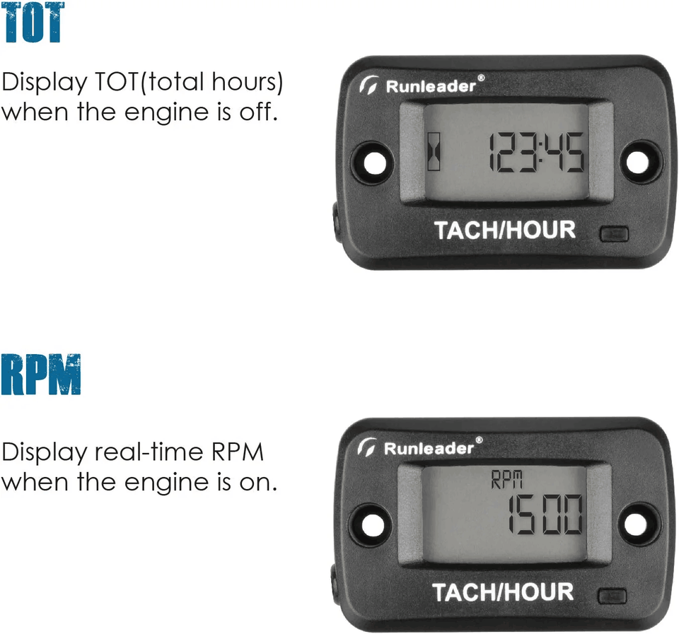 Rotating Shaft Hour Meter Tachometer RPM Maintenance Reminder Diesel ...