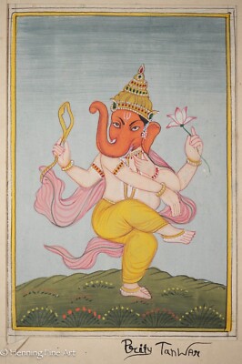 Beautiful Vintage Indian Painting of Yuddha Ganesha by Brity Tanwan ...