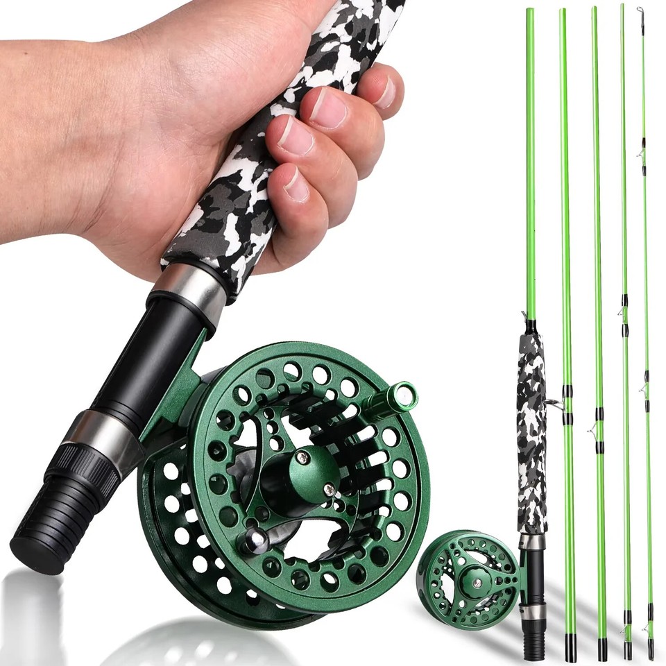Fly Fishing Rod Reel Combo 5 Sections Carbon Fiber Rod with Fly Fishing ...