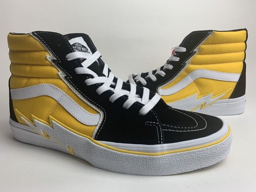 Vans Sk8-Hi Lightning Bolt Suede Skate Shoes Freesia Yellow Black Mens ...