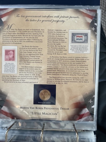 2008 MARTIN VAN BUREN 8th President 1837-1841 PCS Sheet $1 Coins With ...