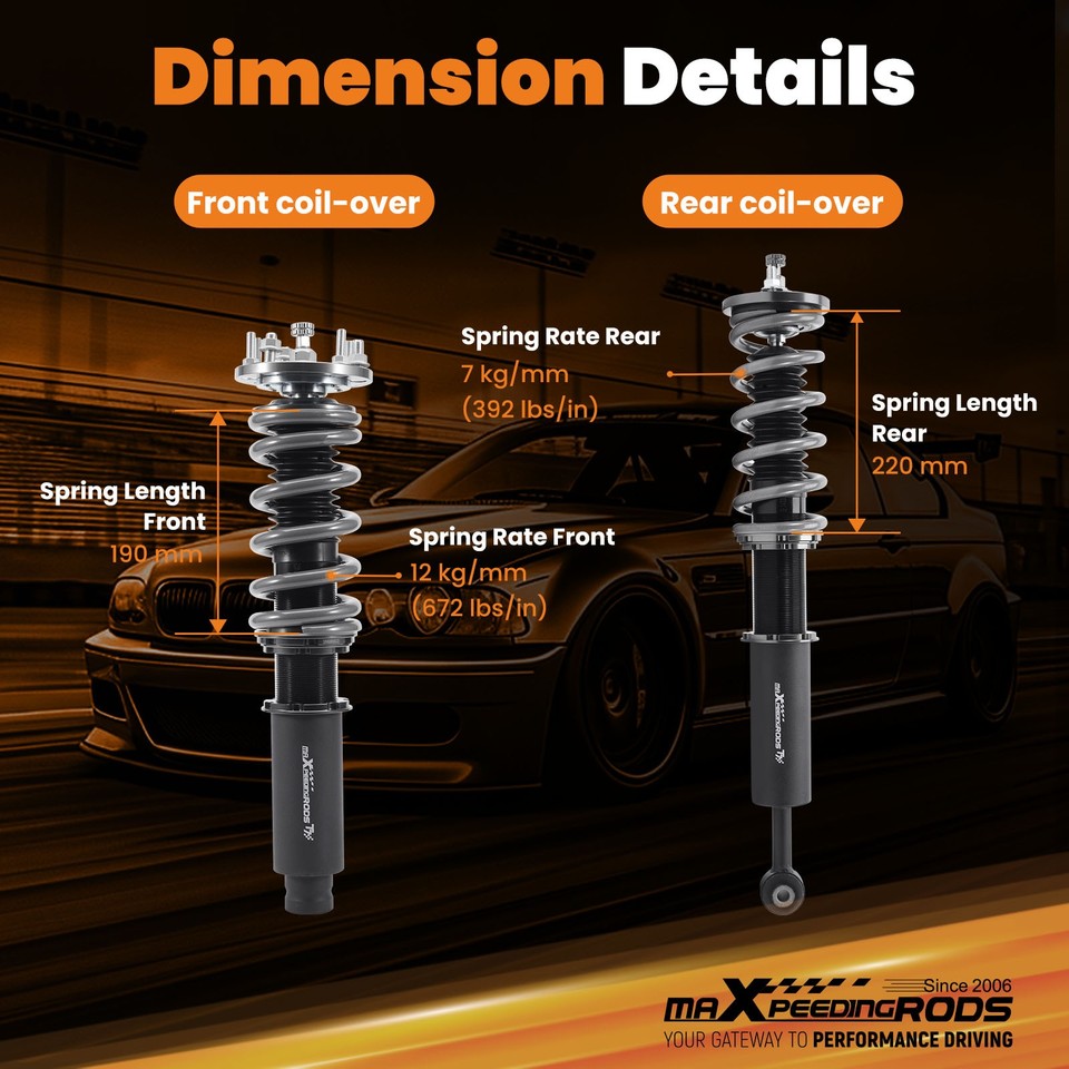 24 Step Damper Coilovers Lowering Kit for Honda Accord 2003-07 Acura TL ...