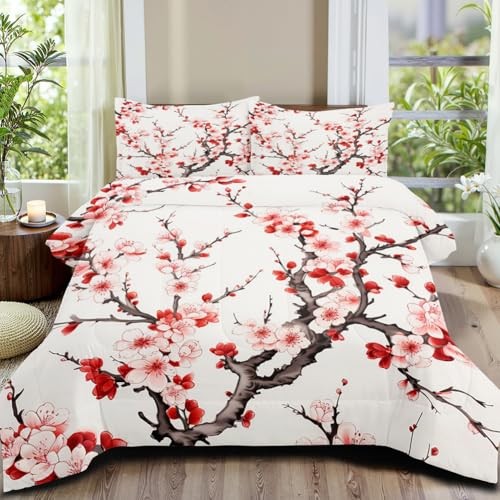 Oriental Cherry Blossom Comforter Set Full Szie Full(80" x 90") Pink ...