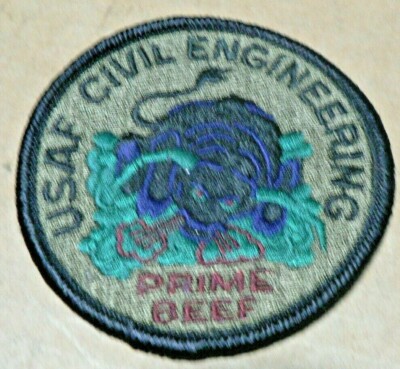 MILITARY PATCH,US AIR FORCE,USAF CIVIL ENGINEERING ~PRIME BEEF ~NOS,3 ...
