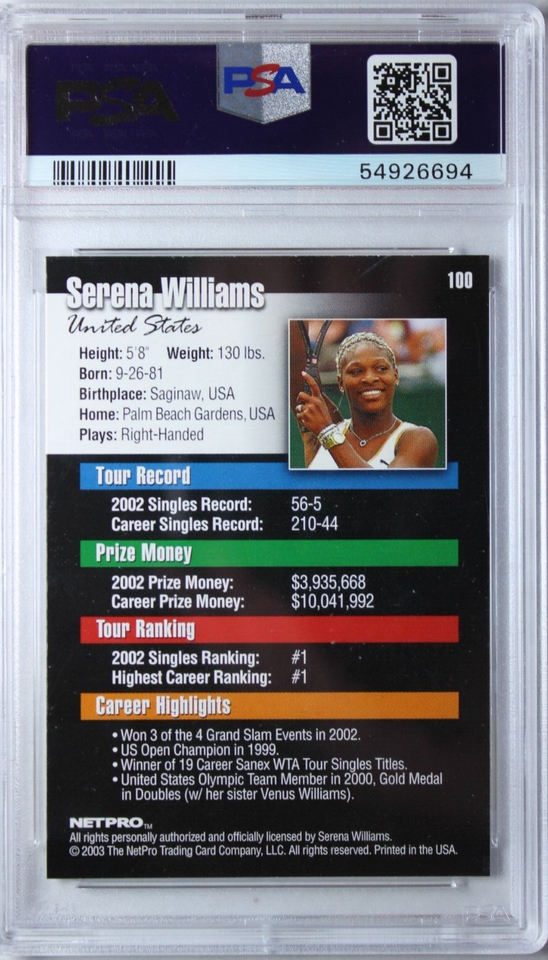 2003 Netpro Serena Williams ROOKIE Card RC #100 PSA 8 | eBay