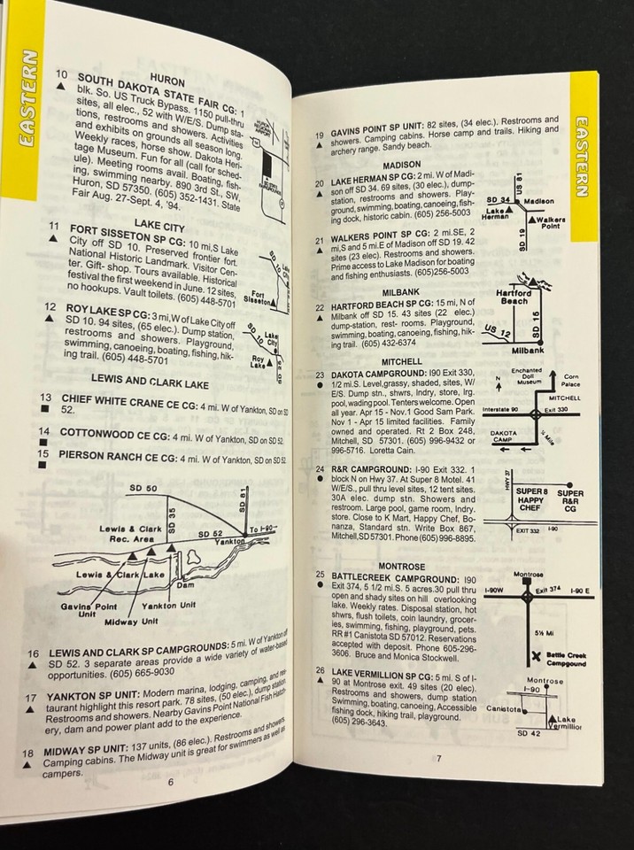 1994 South Dakota Campground Guide Directory Parks Lakes Vintage Travel ...