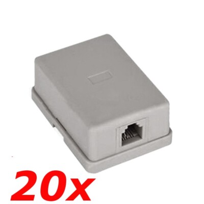 20 PACK 1-Port RJ11 6P4C White Surface Mount Box SMB Biscuit Jack for ...