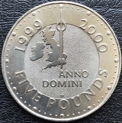 UK British 1999 Cu-Ni Crown-size £5 Pounds Coin ~ New Millennium 2000 ...