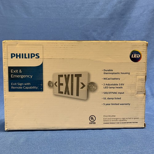 Philips Exit Sign Red/Green LED - Missing One Adjustable Lamp Head ...
