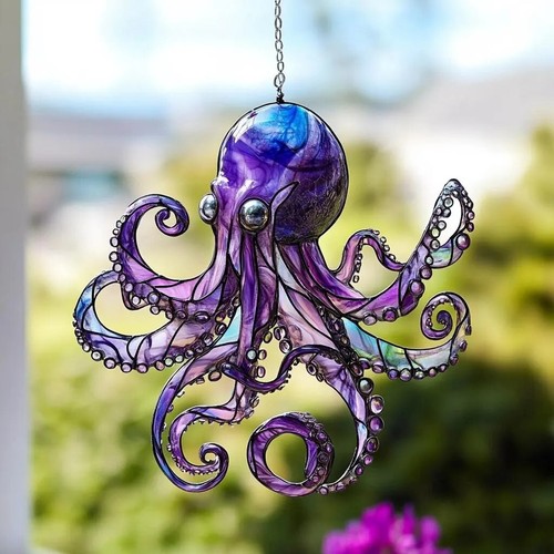 Octopus Acrylic Suncatcher, Sea Octopus Gift, Octopus Window Hanging ...
