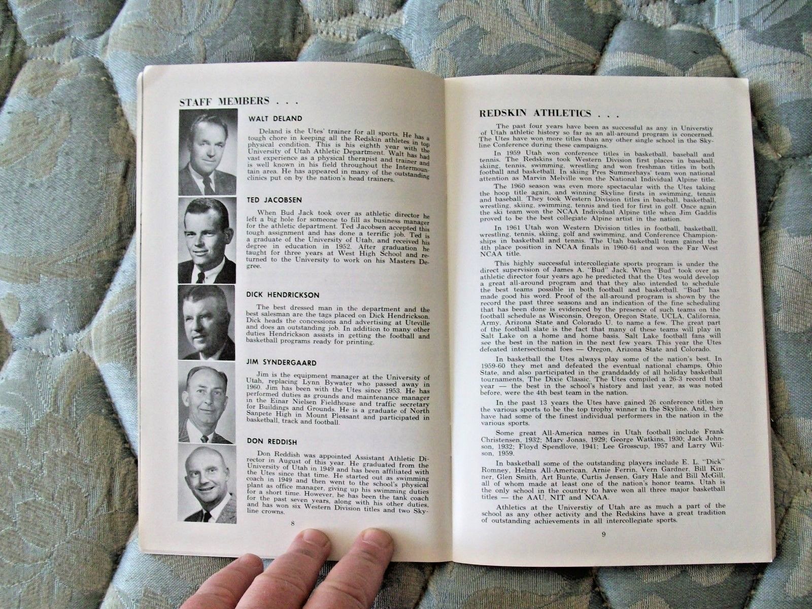 1961-62 UTAH REDSKINS BASKETBALL MEDIA GUIDE Yearbook 1960-61 FINAL 4 ...