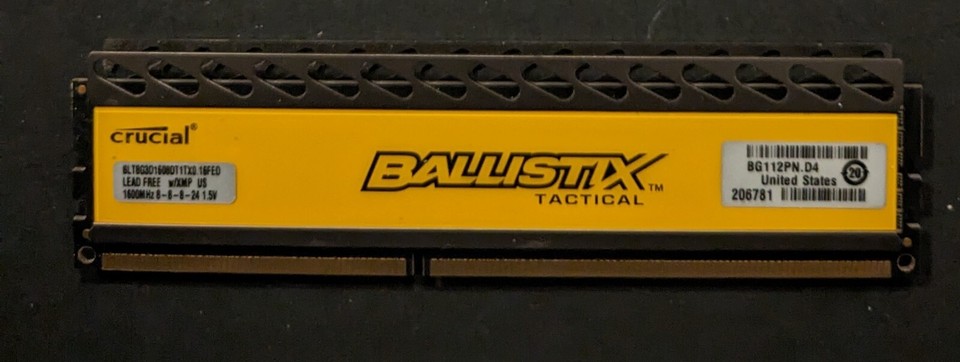 CRUCIAL BALLISTIX TACTICAL 8GB DDR3-1600MHz W/XMP Memory/RAM Stick | eBay