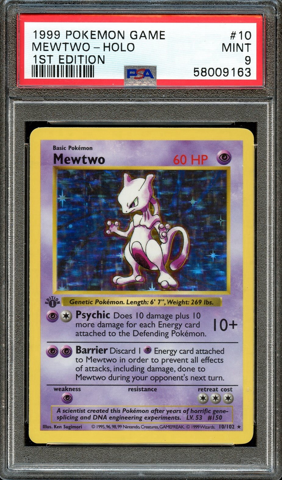 1999 Pokemon Base Set 1st Edition Shadowless Mewtwo #10 PSA 9 Mint | eBay