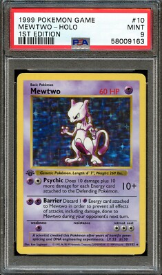 1999 Pokemon Base Set 1st Edition Shadowless Mewtwo #10 PSA 9 Mint | eBay