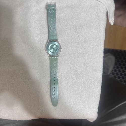 Swatch SKIN New Battery 2004 Mint Green Pearl Floral Cut Out Watch | eBay