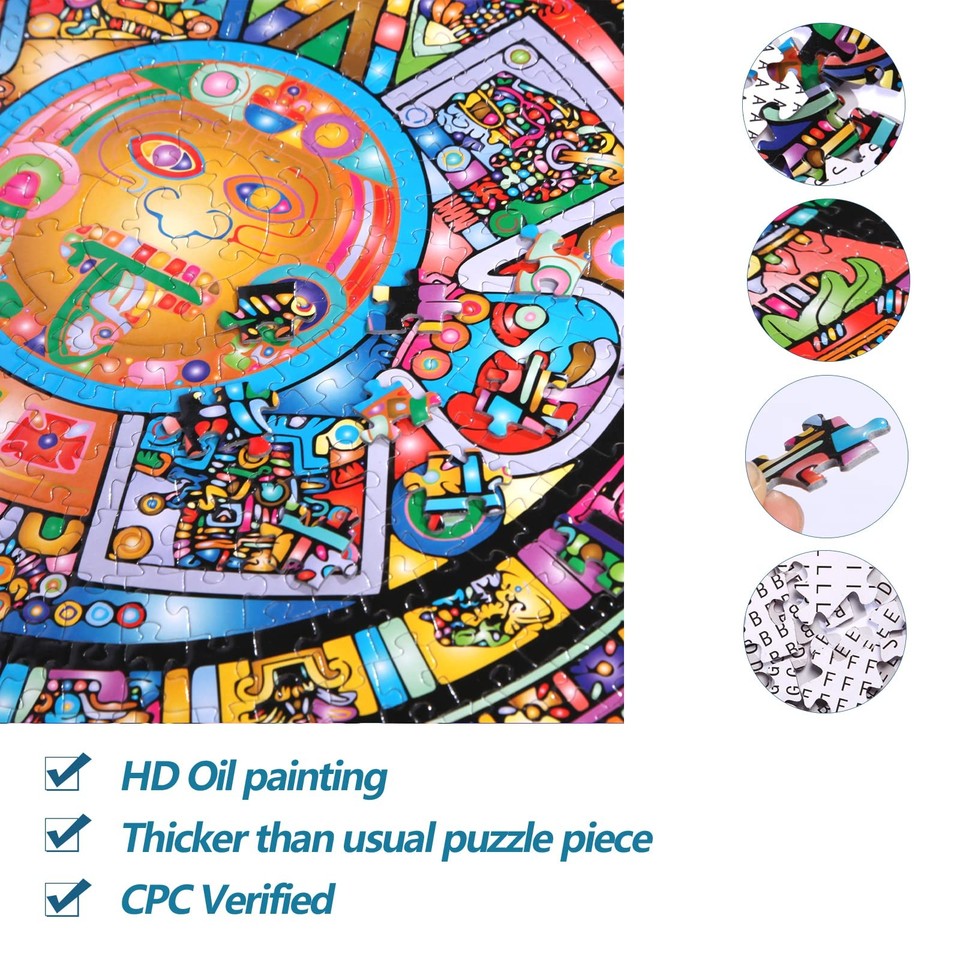 Bgraamiens Puzzle-Aztec Totem-1000 Pieces Round Puzzle Color Challenge ...
