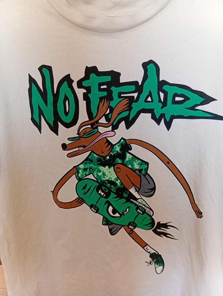 No Fear H&M T-Shirt Small Retro Y2K Cream Off White Skater Tshirt | eBay
