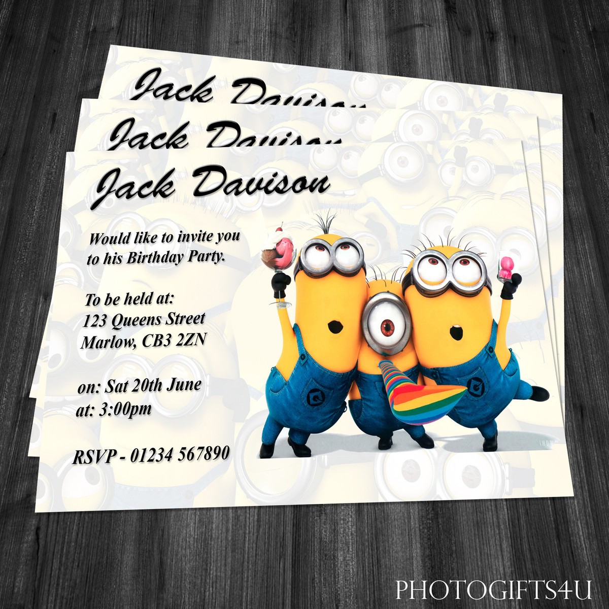 Despicable Me Minion Party Invitation Cards