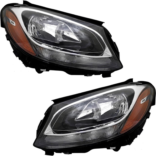Headlight Assembly Pair Set for 15-18 Mercedes-Benz C180 C200 C250 C300 ...