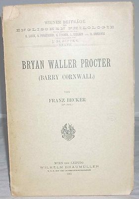 1911 Biography of Bryan Waller Procter Barry Cornwall in German 3 | eBay