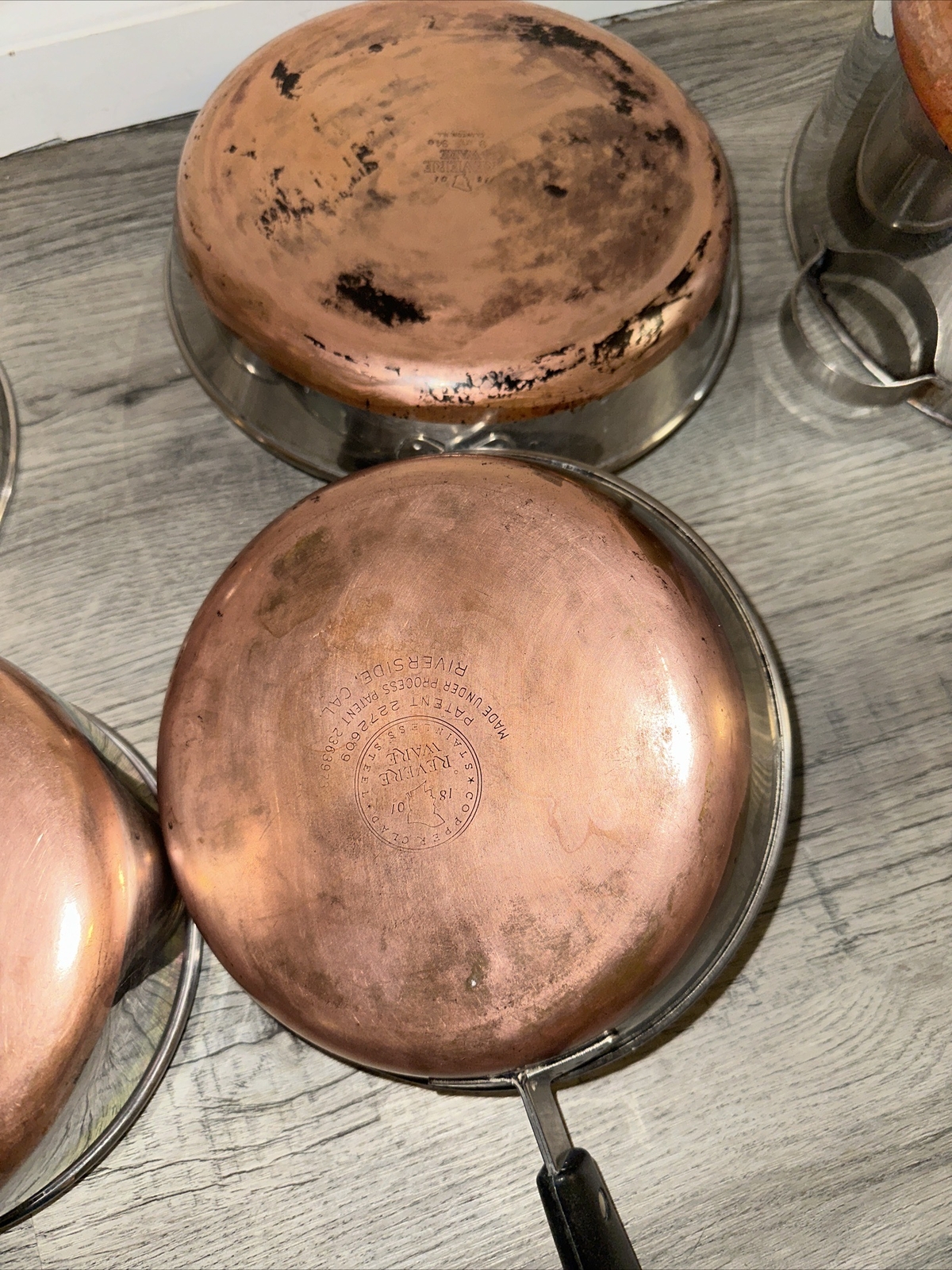 Vintage Revere Ware 1801 Copper Bottom Cookware Lot 15 Piece Set Made ...