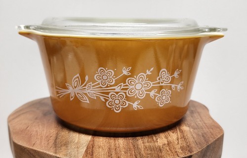 Vintage Pyrex 473 Butterfly Gold Round Casserole Dish 1qt w/ Lid | eBay