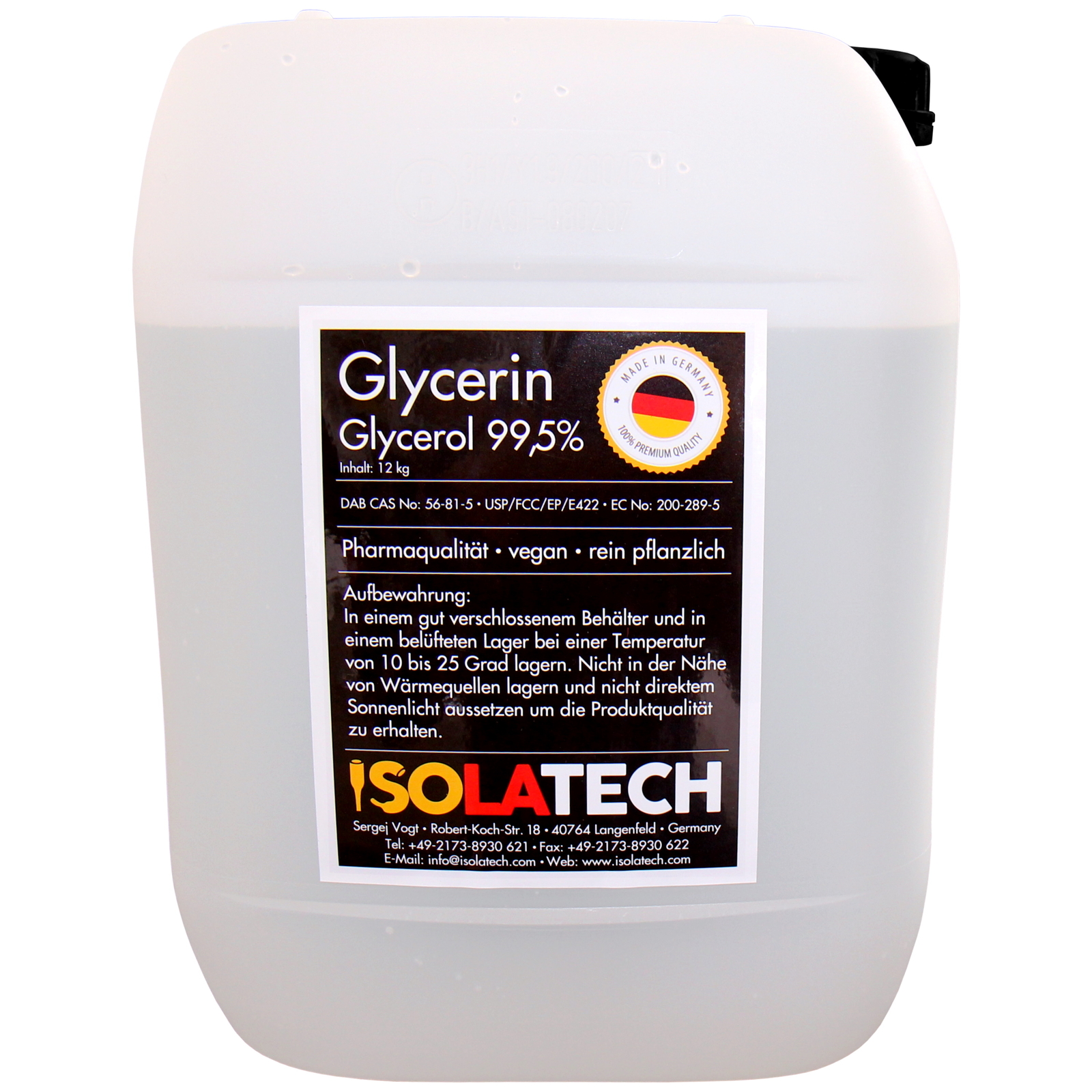 Glycerin 99,5% Pharma Pflanzlich Glyzerin Glycerol DAB CAS 56-81-5 USP ...