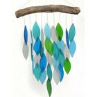 CUT GLASS & DRIFTWOOD OCEAN WATERFALL WIND CHIME HAND CUT GEBLUEG456 ...