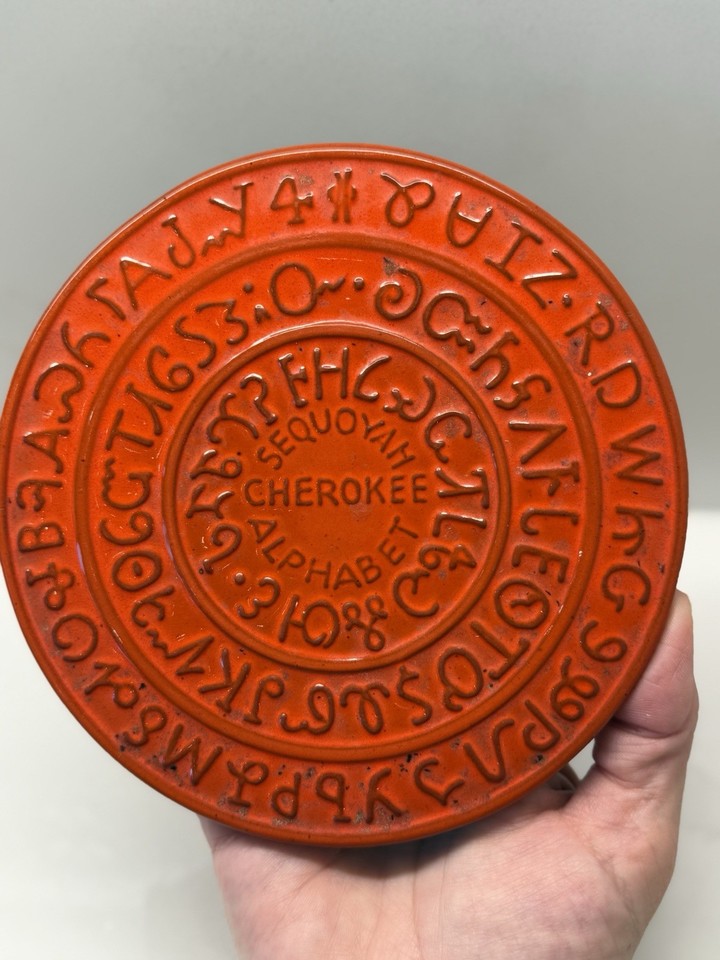 Frankoma Ceramic Pottery Cherokee Alphabet Round Trivet Native American ...