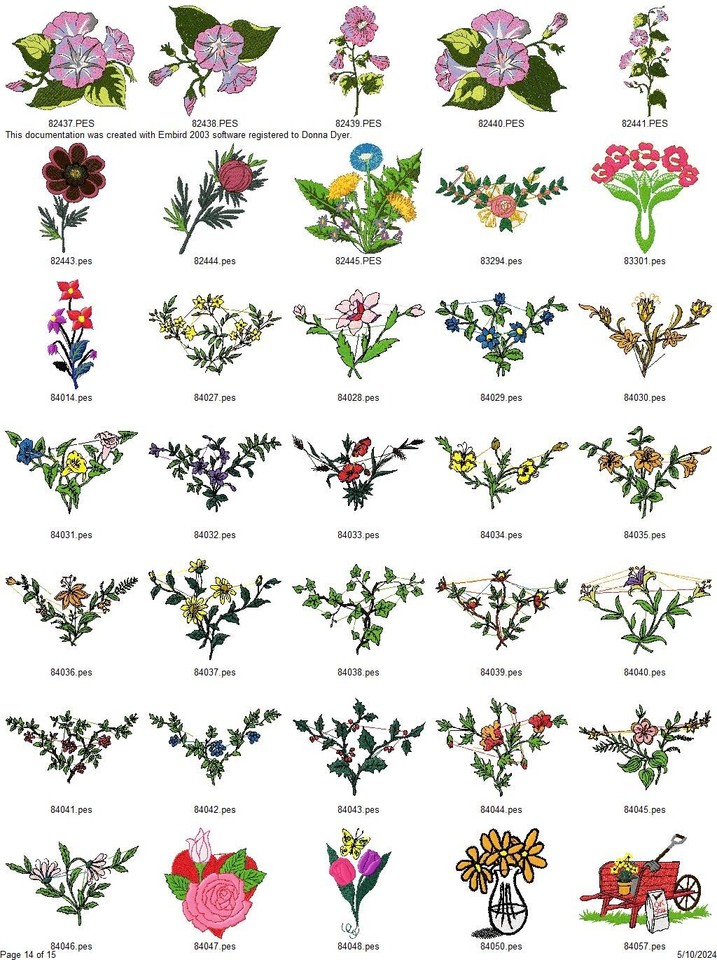 500 ASSORTED FLOWERS 01 EMBROIDERY MACHINE DESIGNS COLLECTION PES USB ...