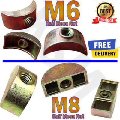 M6 & M8 Half Moon Nuts Crescent Threaded Washer For Furniture Bunk Bed ...