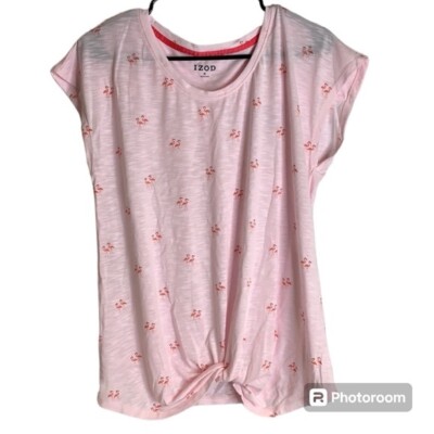 Izod Womens XXL Cap Sleeve Twist Hem Tee Pink Flamingoes | eBay