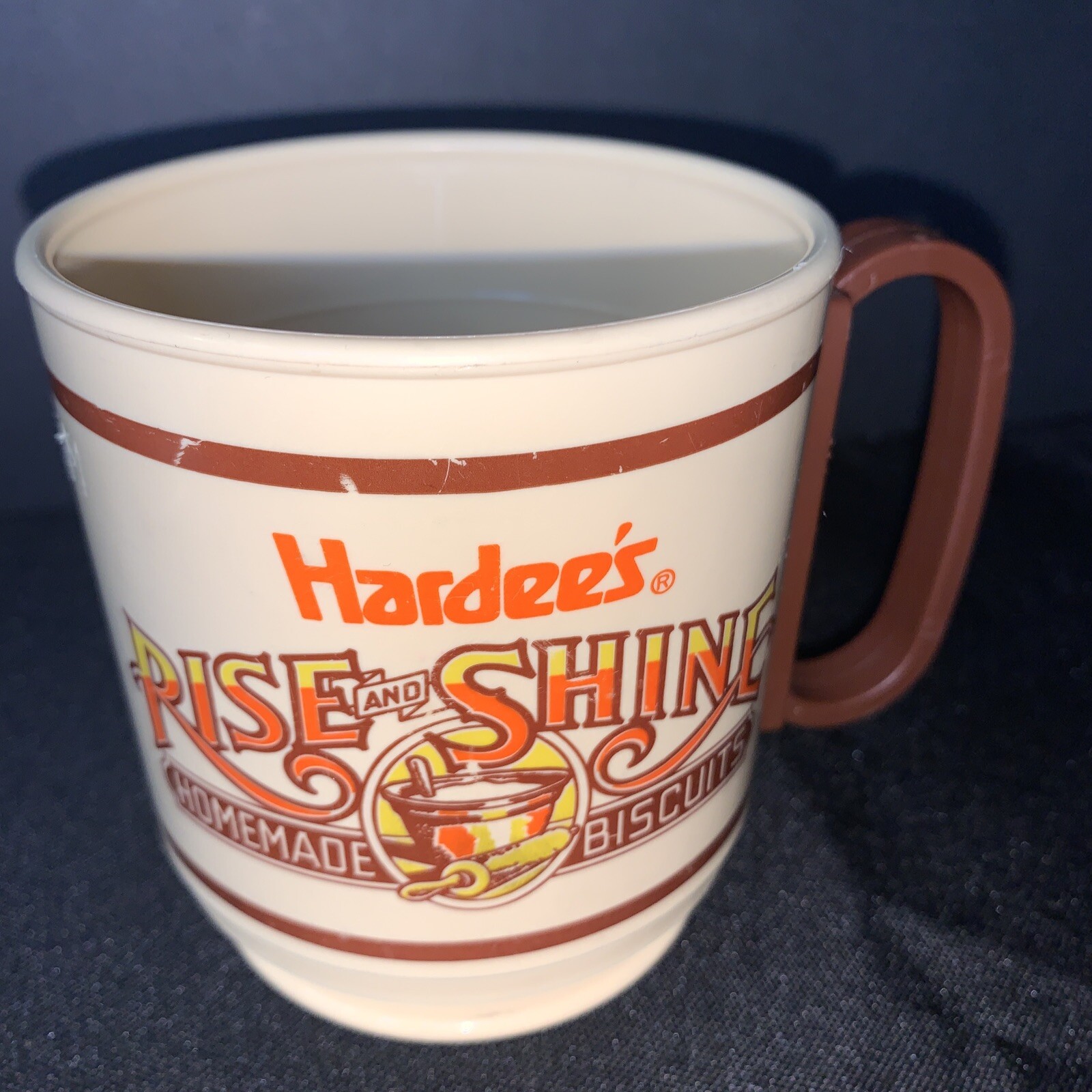 1986 plastic HARDEE'S 'Rise & Shine Homemade Biscuits' Travel Coffee ...