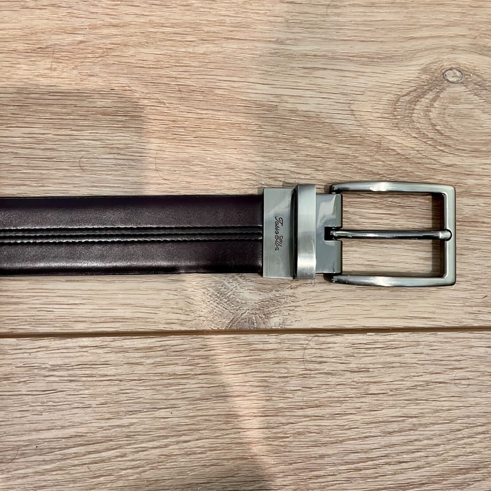 Tasso Elba Brown Black Reversible Leather Belt Mens Size 34/35 Medium ...