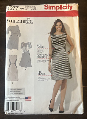 Simplicity 1277 Amazing Fit Dress Concealed Pockets Plus Size 10-18 Uncut | eBay