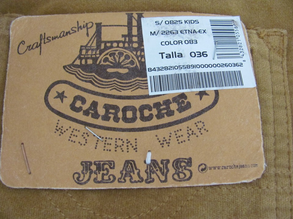 Caroche Western Wear Bootcut Jeans-Yellow/Brown Velveteen -Size 12/14 ...