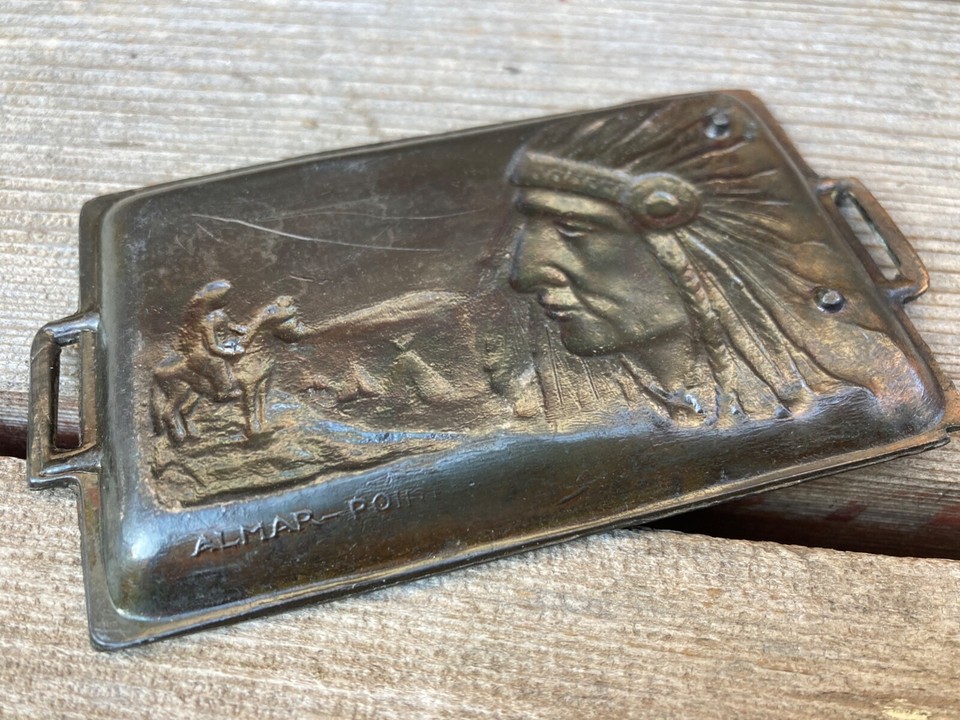 VTG INDIAN SOUVENIR METAL TRAY BUSINESS CARD HOLDER ALMAR POINT ...