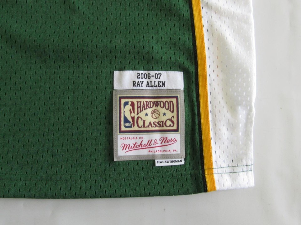 2006-07 Ray Allen #34 Supersonics Mens Mitchell & Ness Swingman Jersey ...