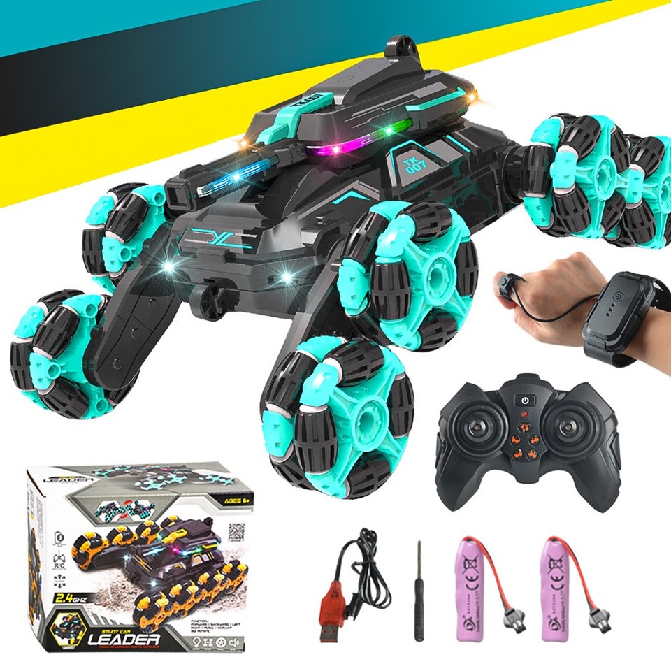 4WD 2.4GHz Stunt Car Toys Dual Remote Control Hand Gesture Sensing RC ...