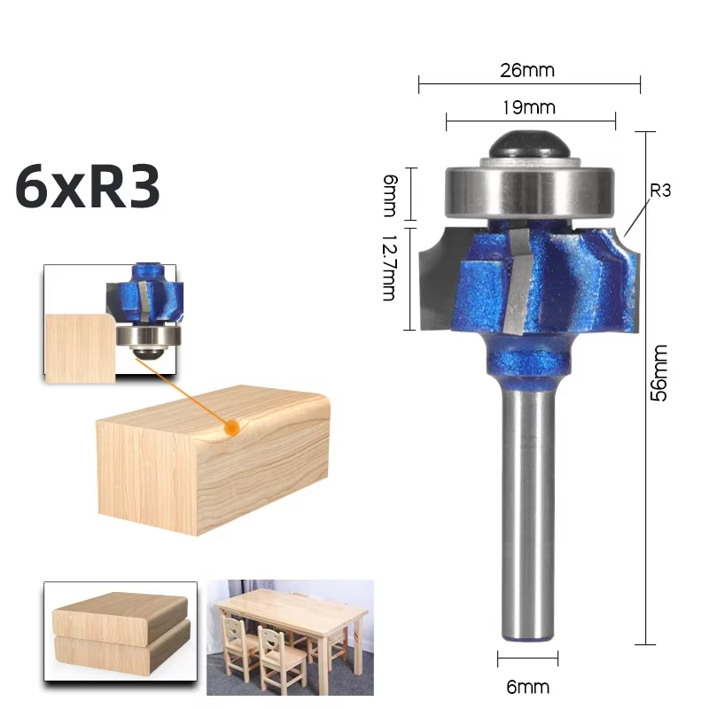 6Mm/6.35Mm/8Mm Shankcorner round Router Bit R1 R2 R3 Trim Edging ...